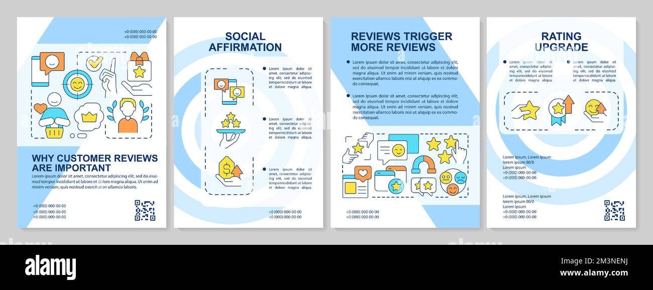 Customer review benefits blue brochure template Stock Vector Image & Art - Alamy