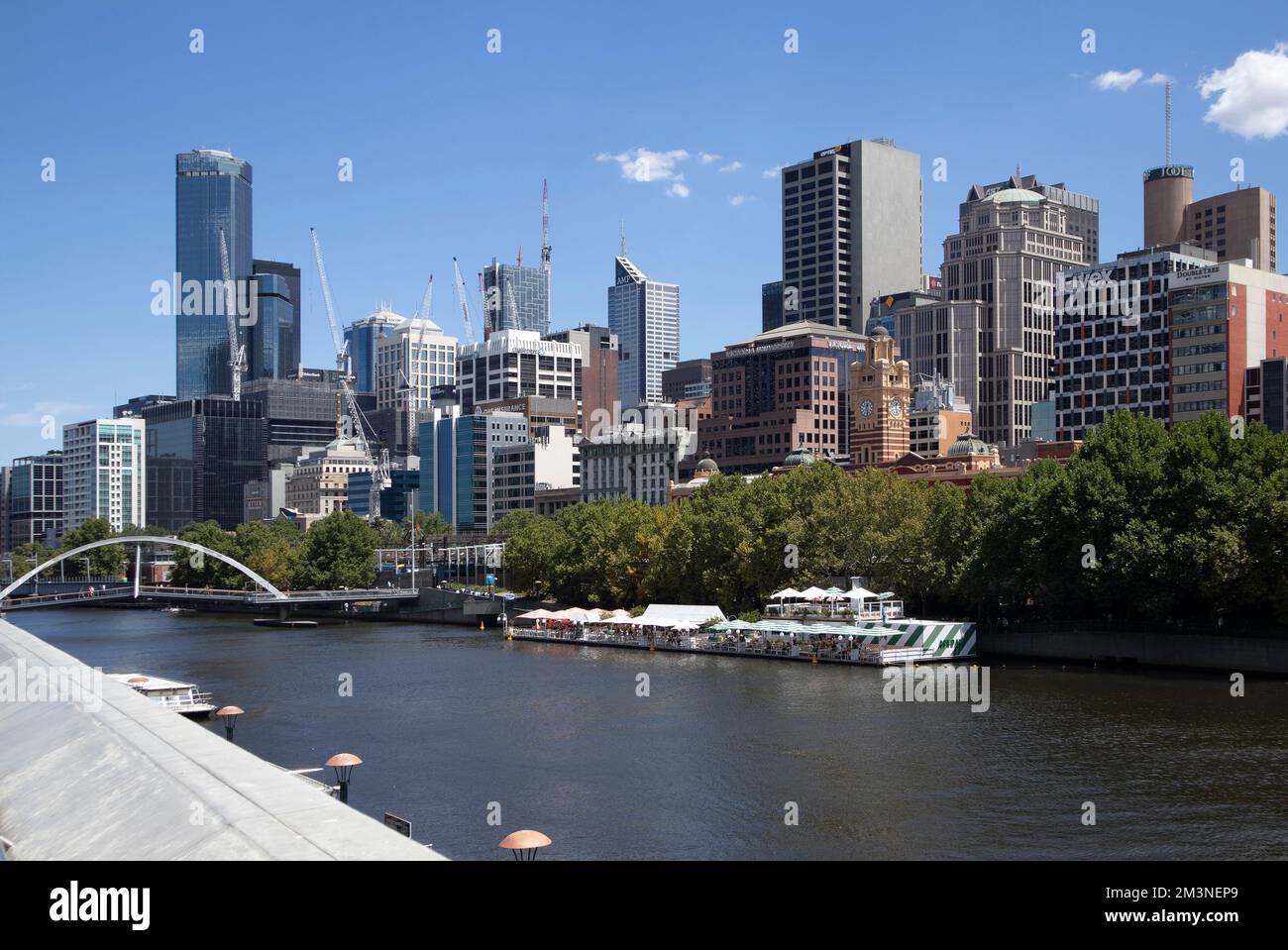 Melbourne City, alongside the River Yarra, photographed from a boat on ...