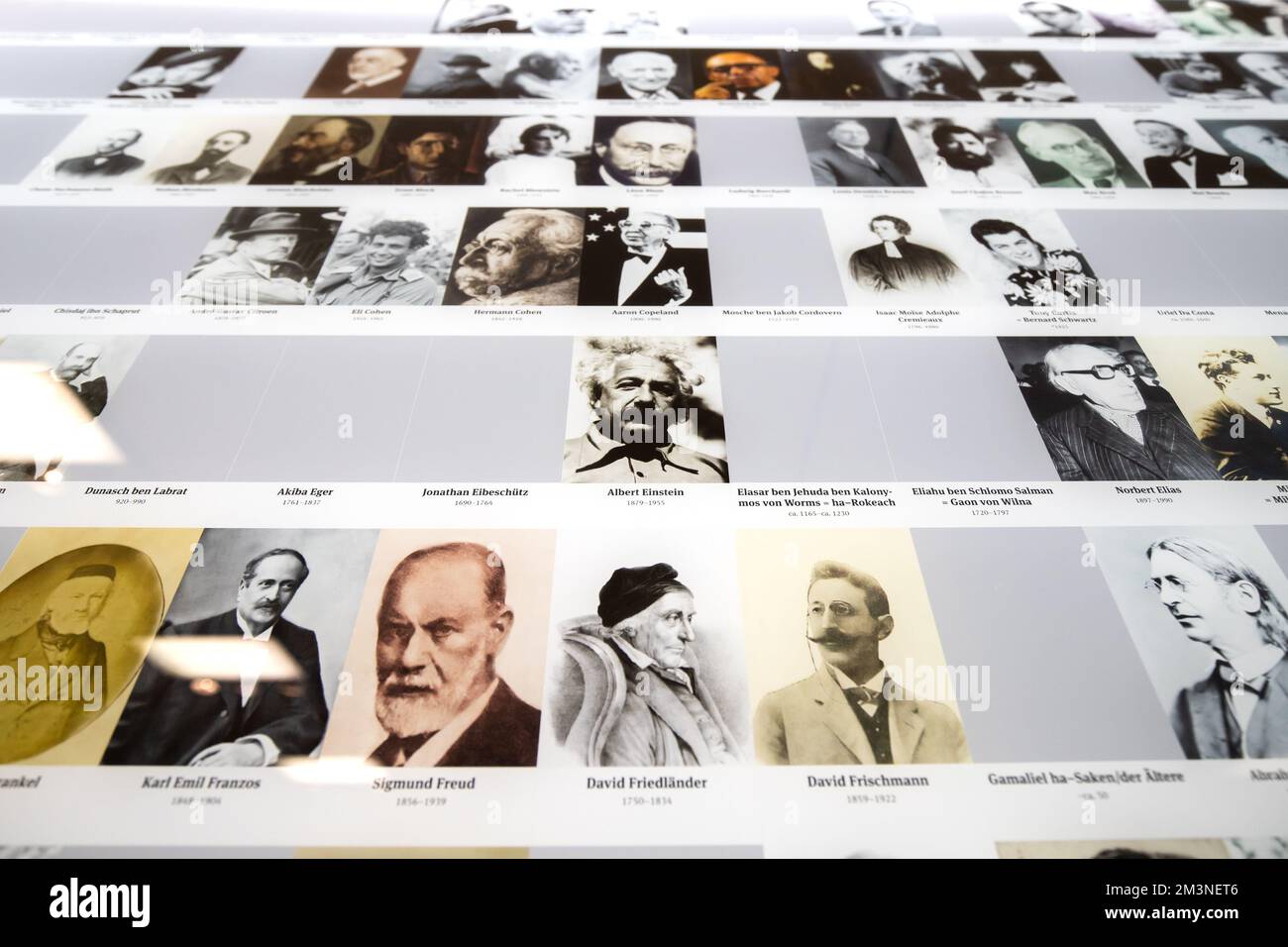 28 July 2022, Essen, Germany: Photos of famous Jews of the past and ...