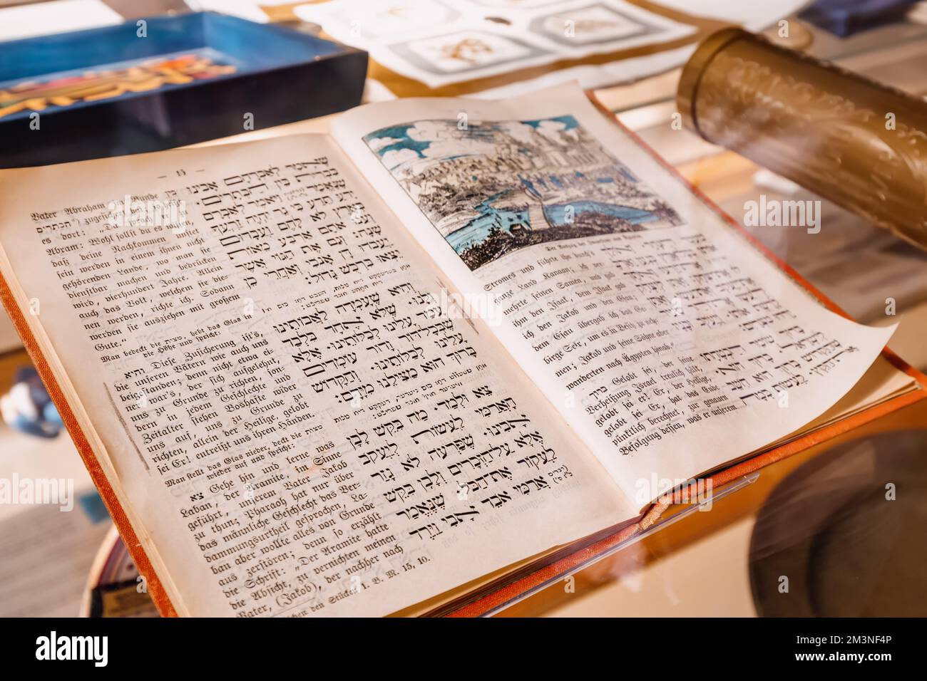 28 July 2022, Essen, Germany: The Jewish holy book of the Torah with ...