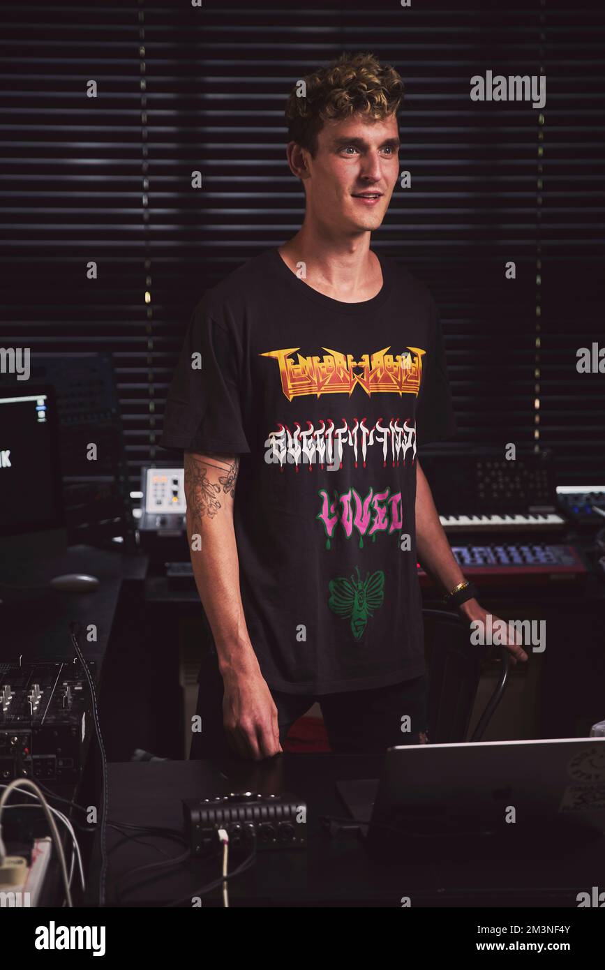 American DJ and producer GRiZ photographed at Point Blank studios ...