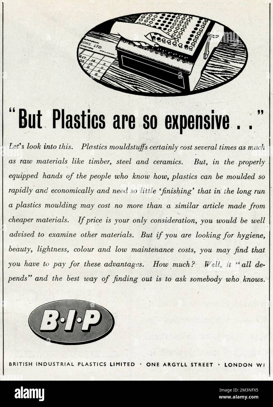 Advert for British Industrial Plastic Limited 1942 Stock Photo - Alamy