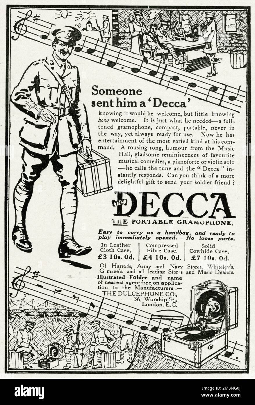 Advert for Decca portable gramophone 1916 Stock Photo - Alamy