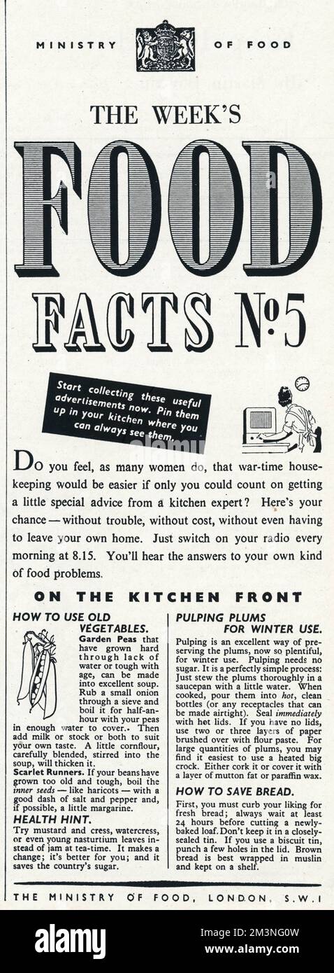 Food facts from the wartime front hi-res stock photography and images ...
