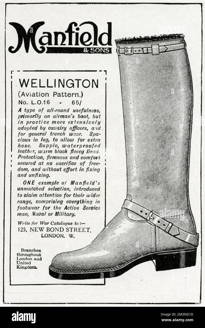 Advert for Manfield service boot 1916 Stock Photo - Alamy