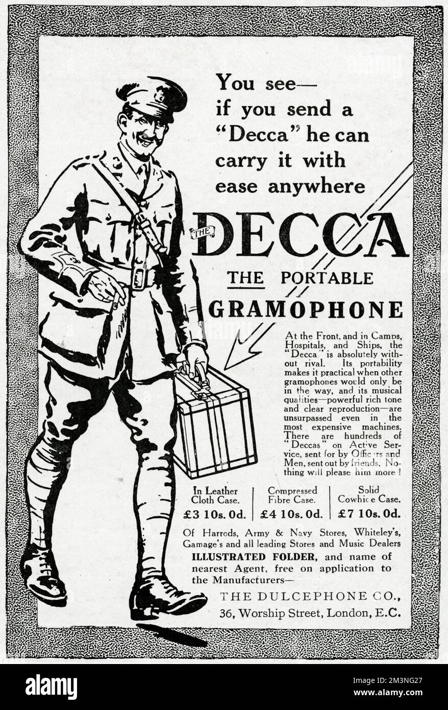 Advert for Decca portable gramophone 1916 Stock Photo - Alamy