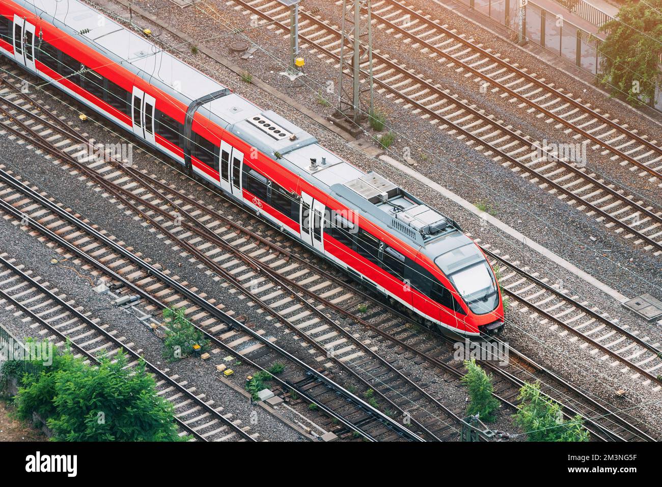 modern high speed intercity train carries passengers. Public transport ...