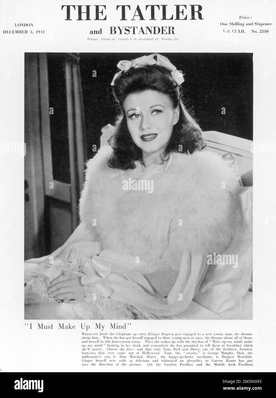 Tatler front-cover: Ginger Rogers Stock Photo - Alamy