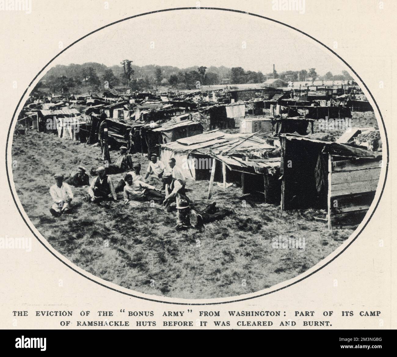The eviction of the 'Bonus Army' from Washington: part of the camp of ...
