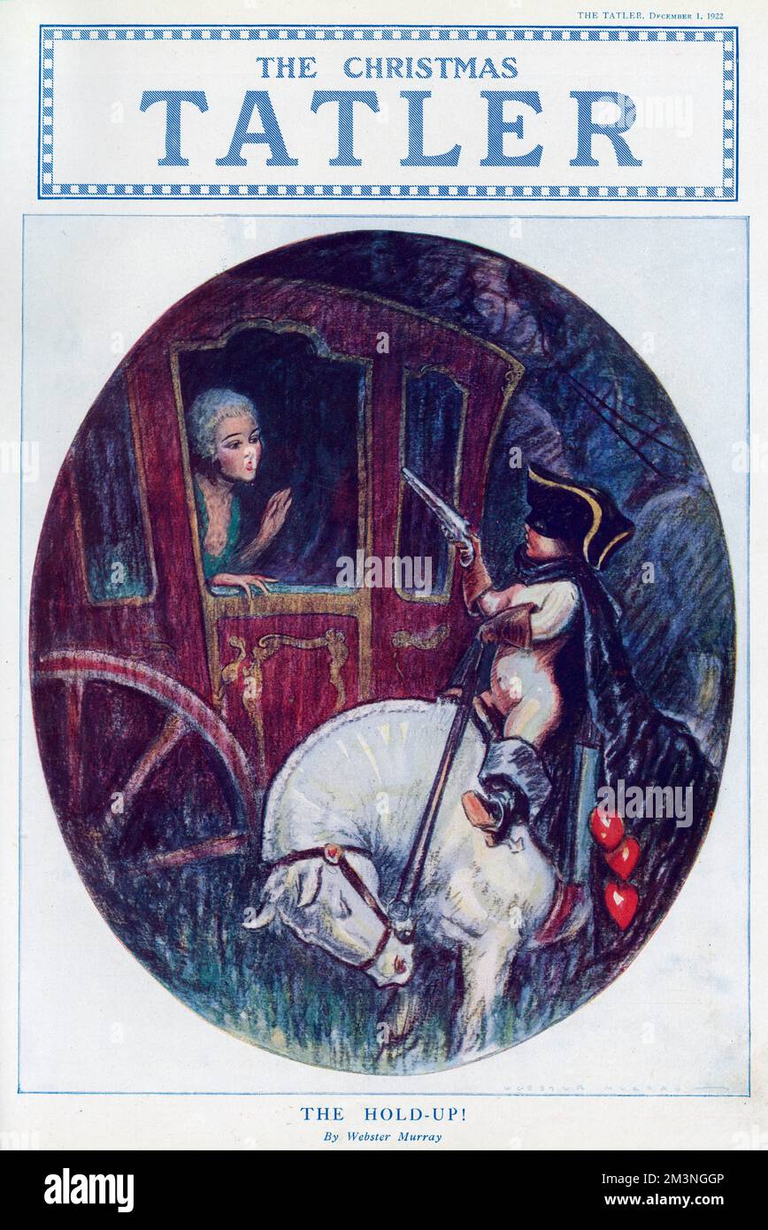 A highwayman, looking suspiciously like Cupid, holds up a pretty lady ...