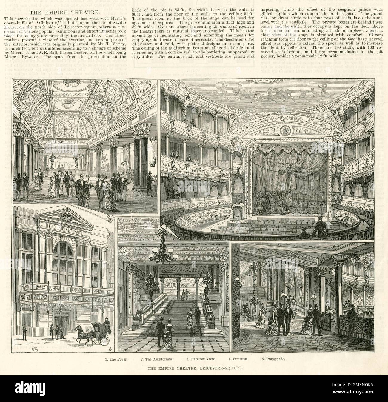 Five scenes showing the newly opened Empire Theatre in London. Clockwise from top left: 1. The ...