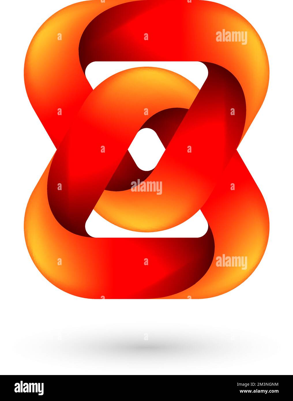 Abstract Red Model of Geometric Torus Knot Object. Illustration for ...