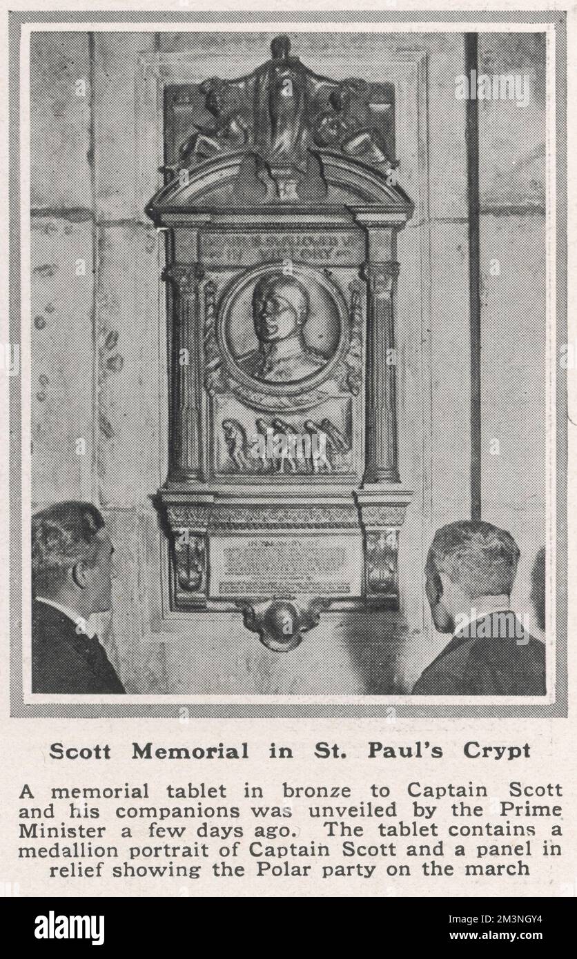 A memorial tablet in bronze to Captain Robert Falcon Scott and his ...