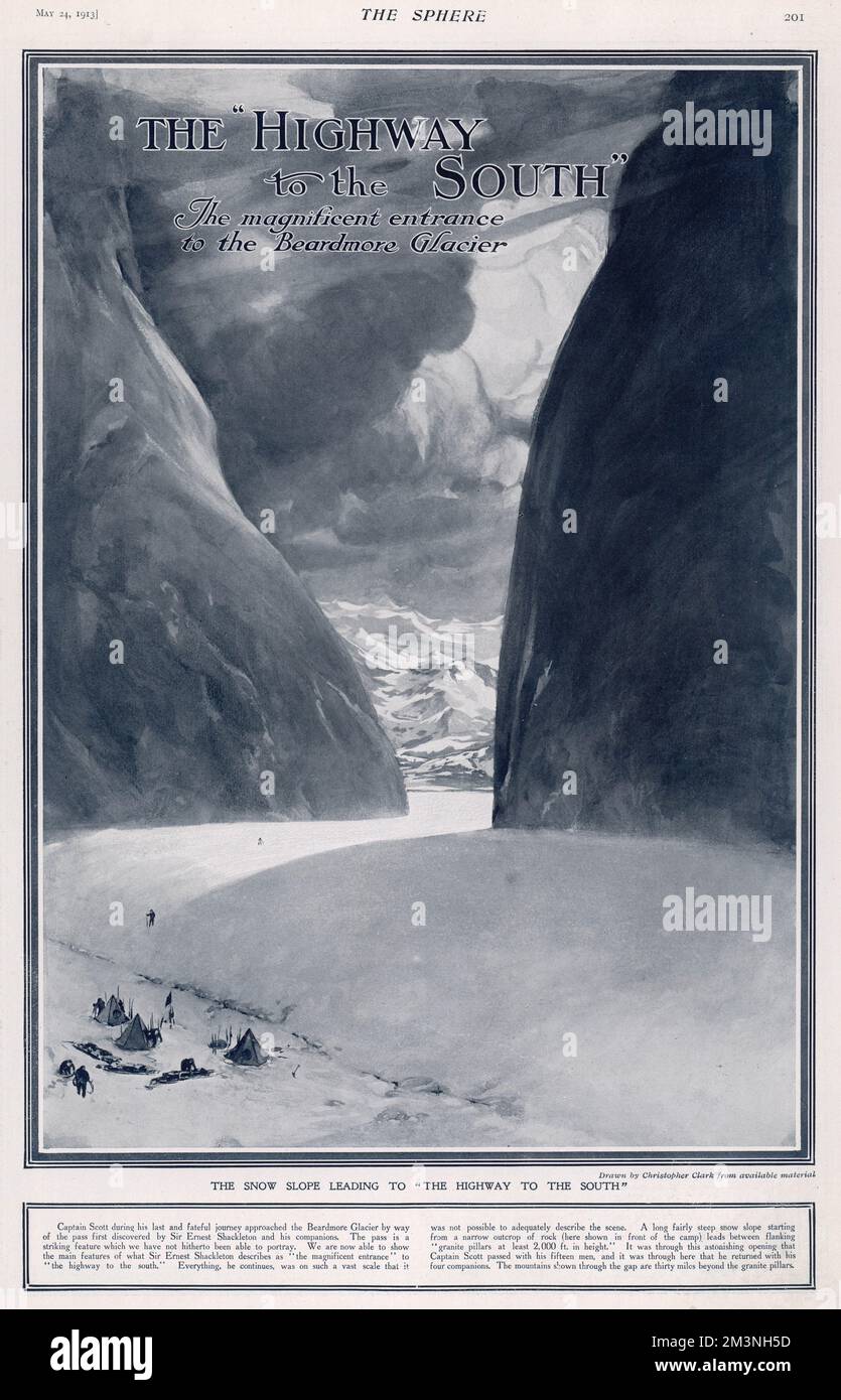 The magnificent entrance to the Beardmore Glacier showing the snow ...