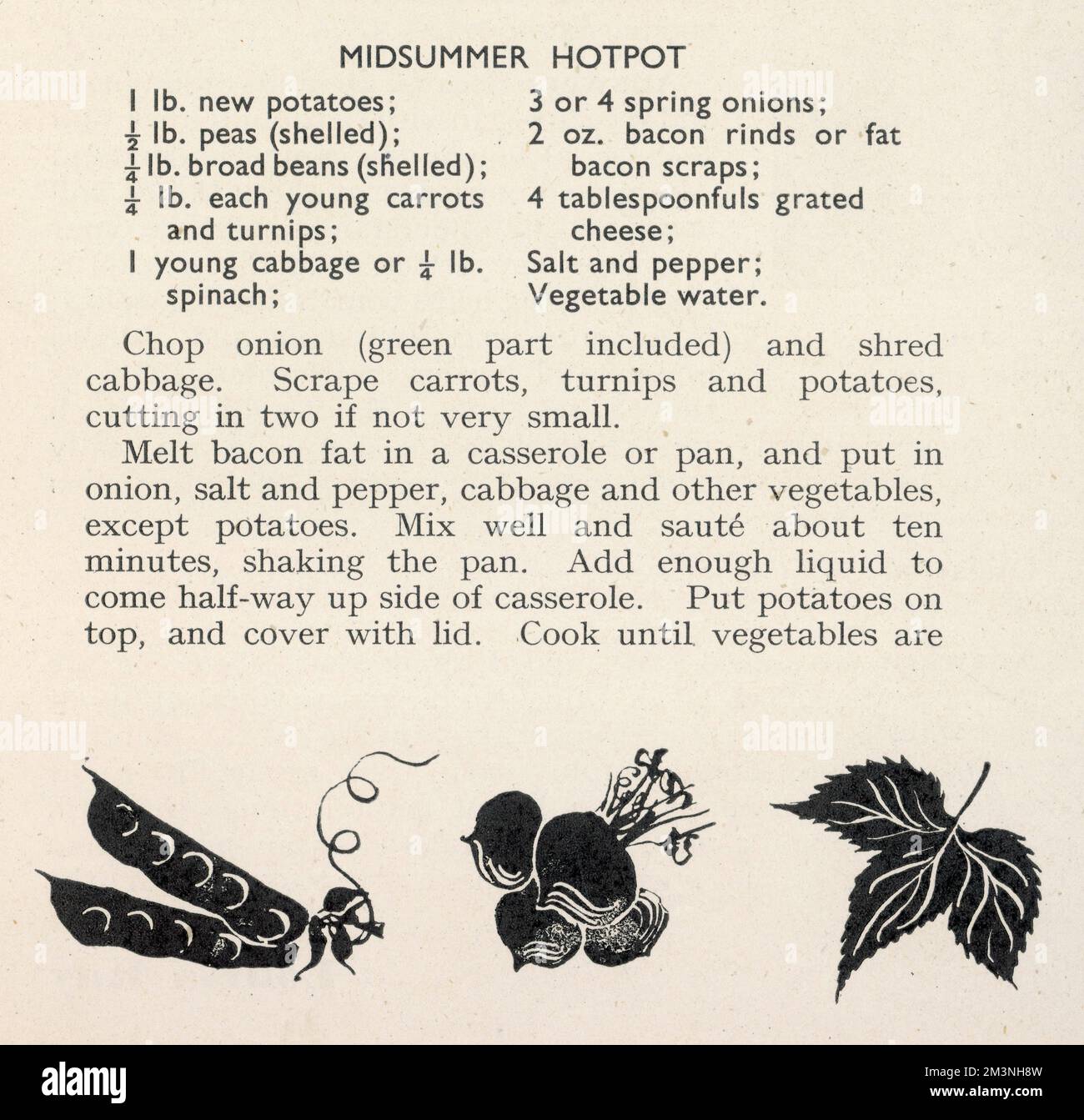 Wartime recipe, incorporating a multitude of vegetables along with ...