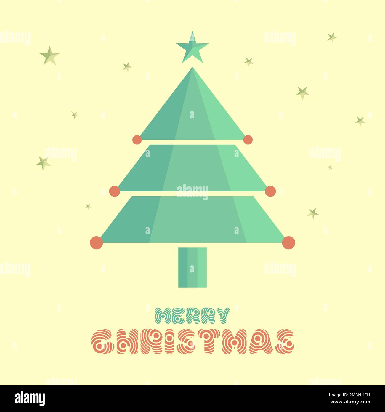 Merry Christmas Flat Tree Greeting Celebration Vector Illustration ...