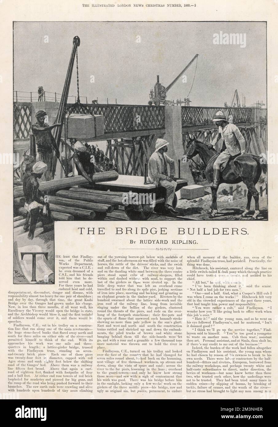 The title page of Rudyard Kipling's short story 'The Bridge Builders ...