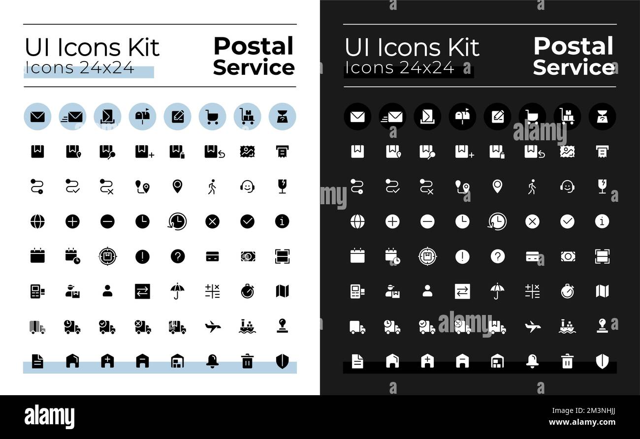 Mail service glyph ui icons set for dark, light mode Stock Vector Image & Art - Alamy