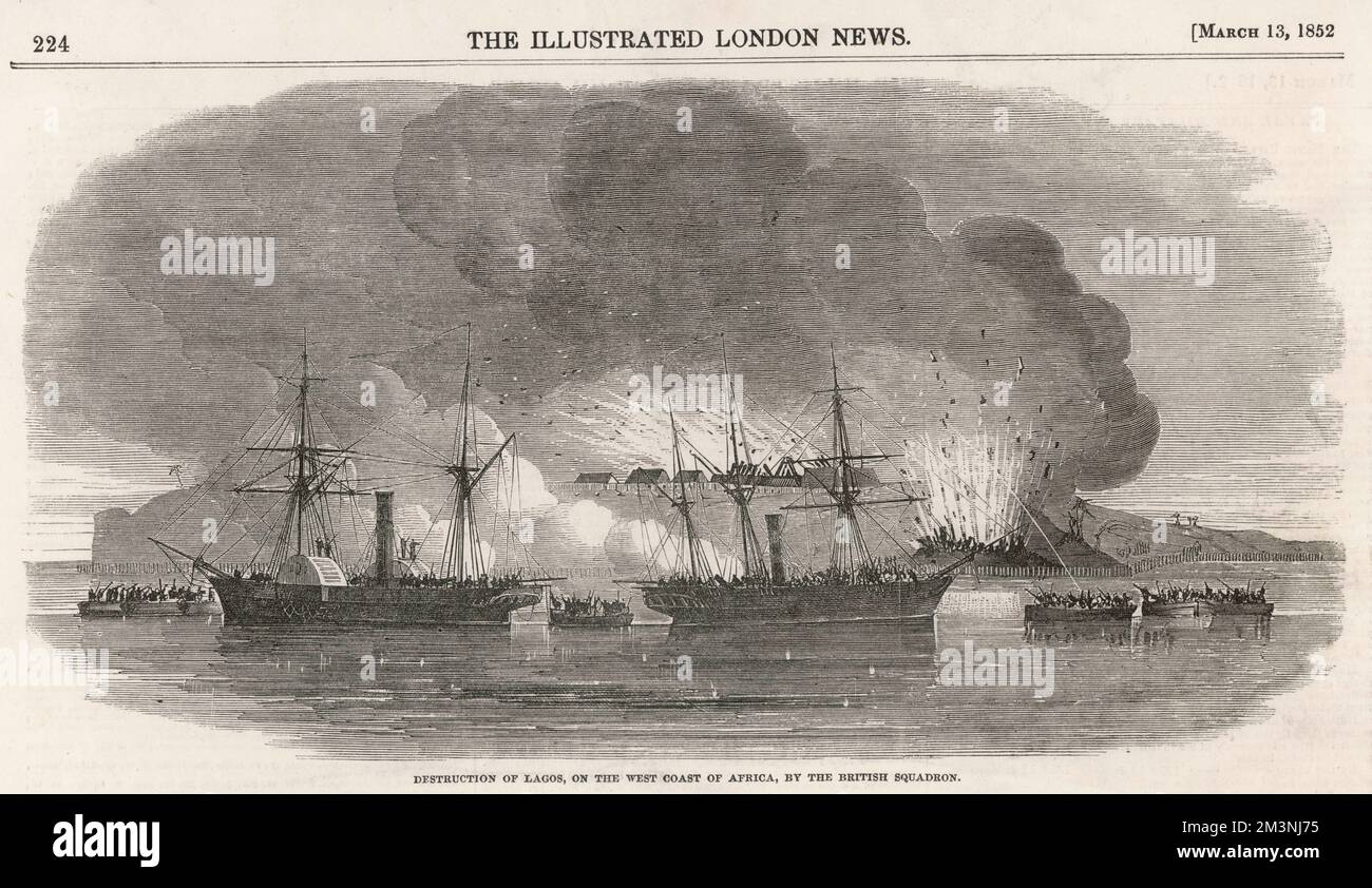 Lagos, on the west coast of Africa, is bombarded to destruction by the ...