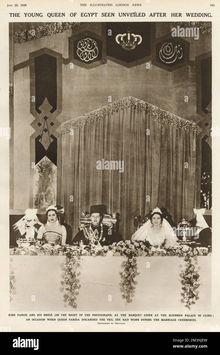 King Faruk and Queen Farida of Egypt after their wedding Stock Photo ...