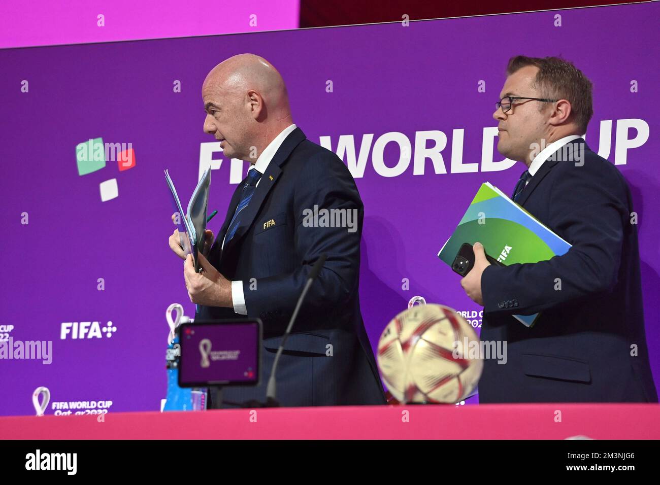 Doha, Katar. 16th Dec, 2022. From left: FIFA President Gianni INFANTINO ...
