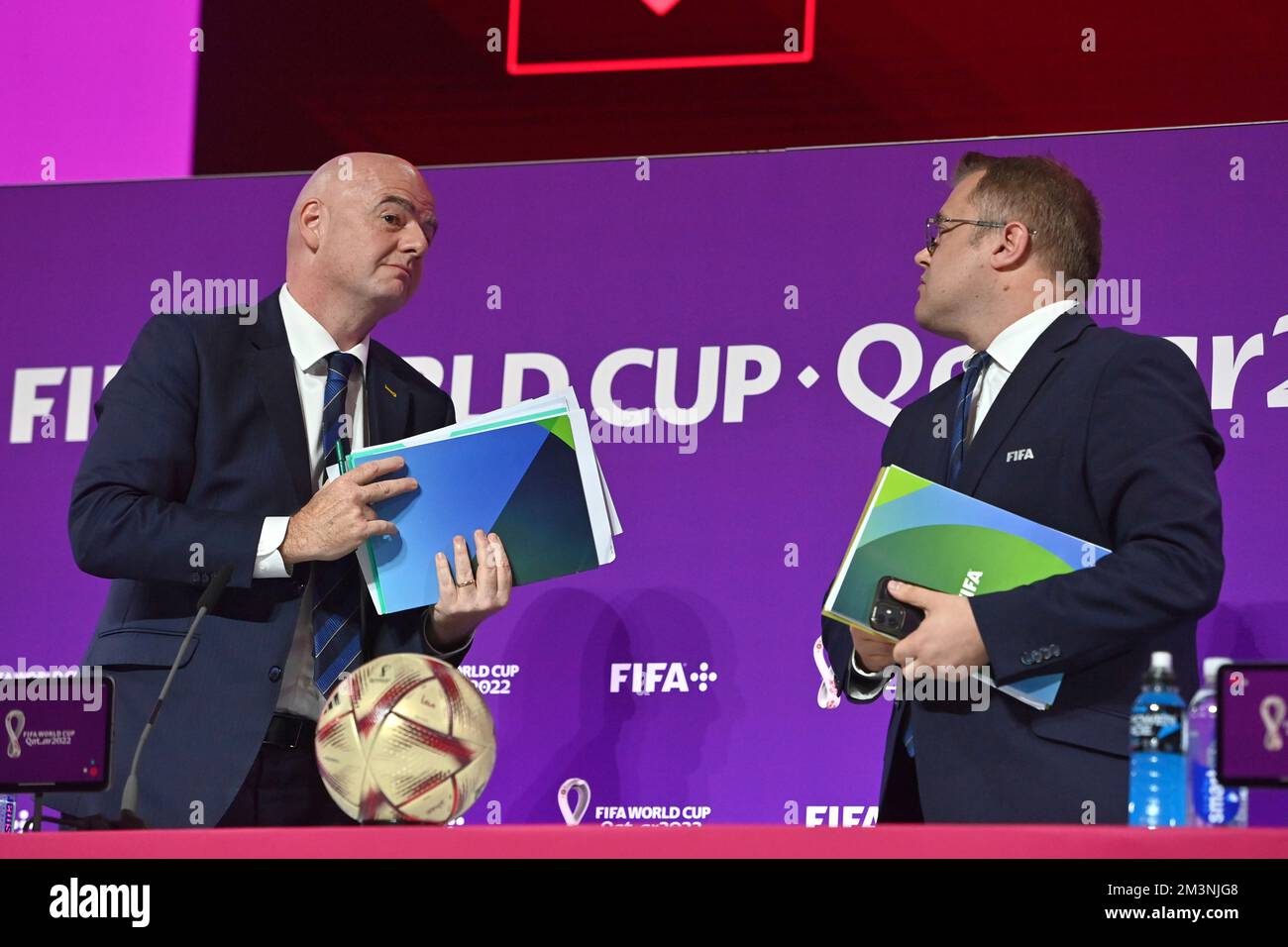 Doha, Katar. 16th Dec, 2022. From left: FIFA President Gianni INFANTINO ...