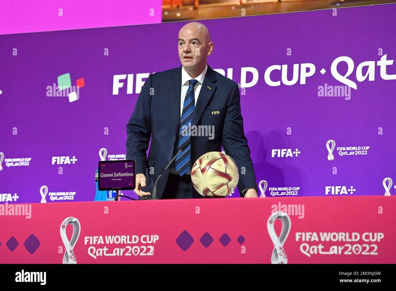 Doha, Katar. 16th Dec, 2022. FIFA President Gianni INFANTINO, single ...