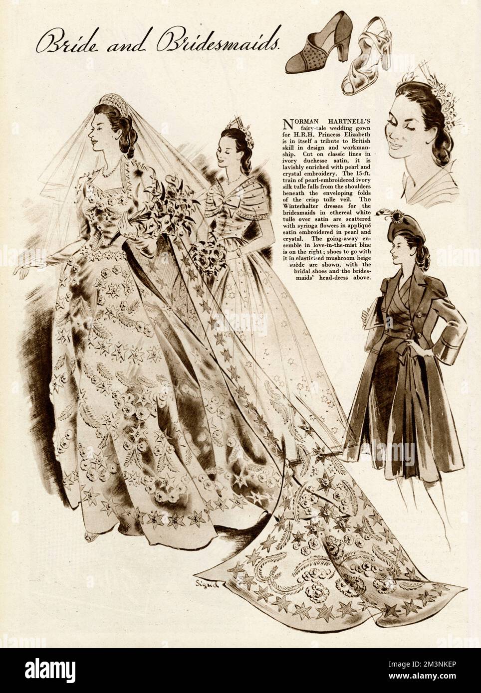 Queen elizabeth wedding gown 1947 hi-res stock photography and images - Alamy