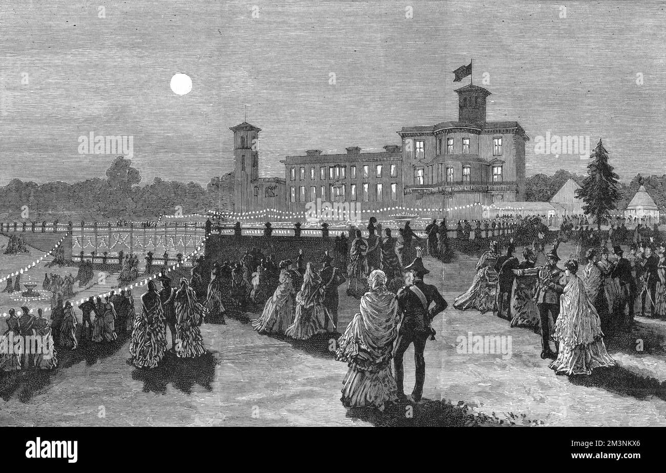 Royal Wedding 1885 -- grounds of Osborne House, evening Stock Photo - Alamy
