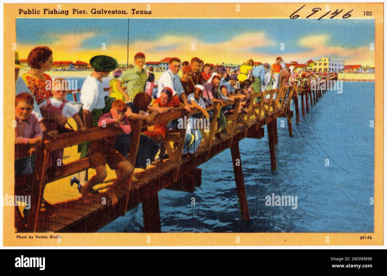 Public fishing pier, Galveston, Texas , Piers & wharves, Tichnor ...