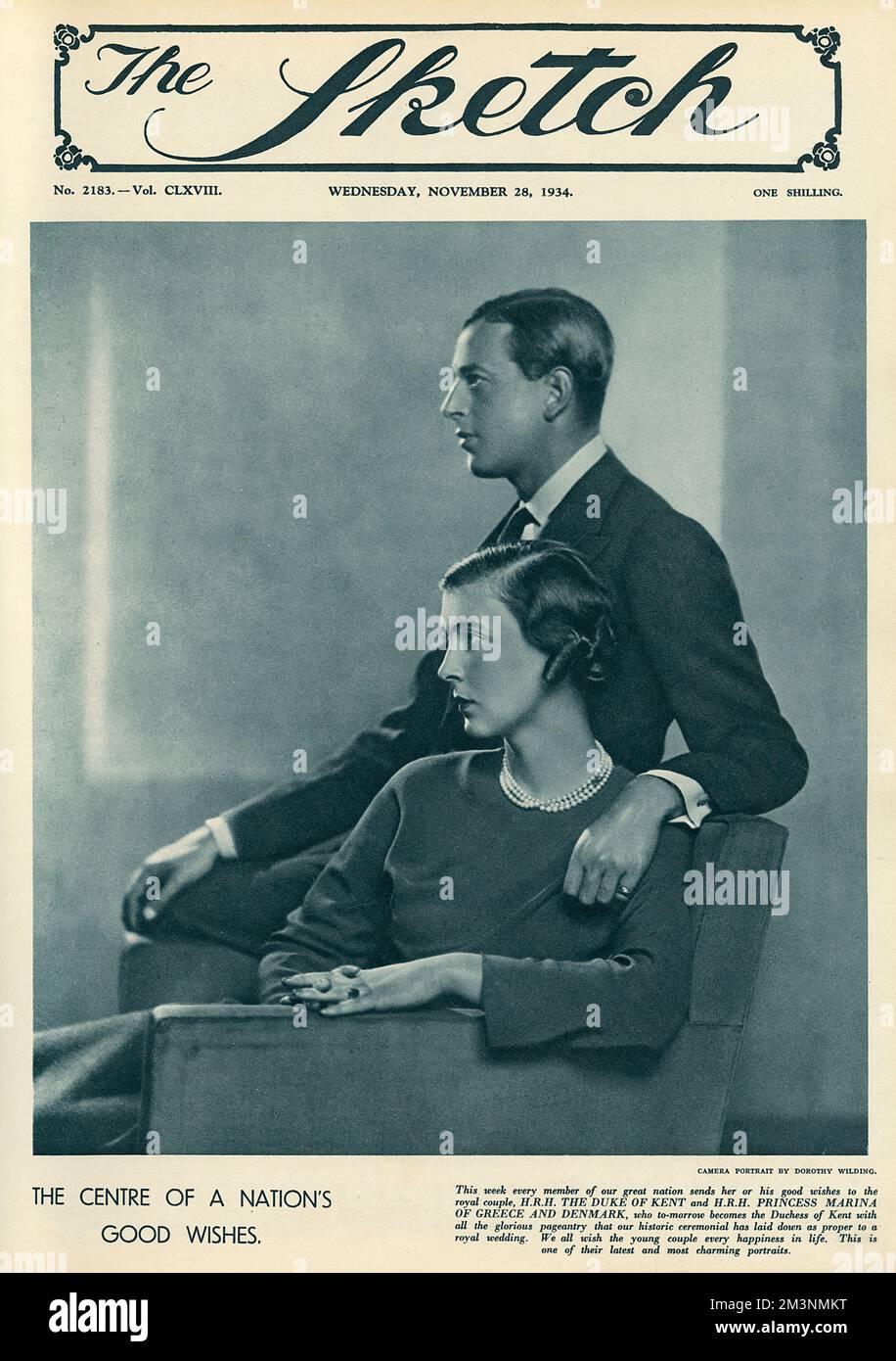 Front cover of The Sketch featuring an engagement portrait of George ...
