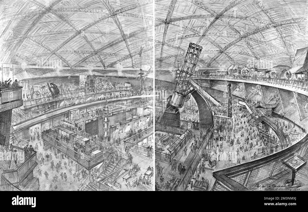 General view inside the Dome of Discovery, part of the Festival of ...