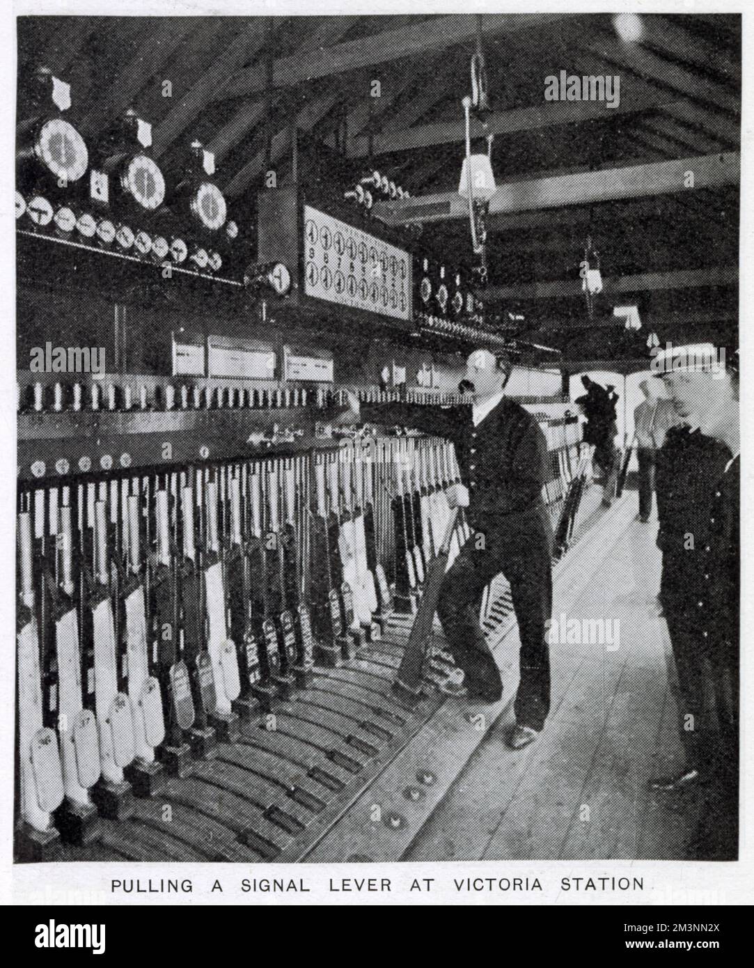 Victoria Station - Pulling a Signal Lever 1907 Stock Photo - Alamy