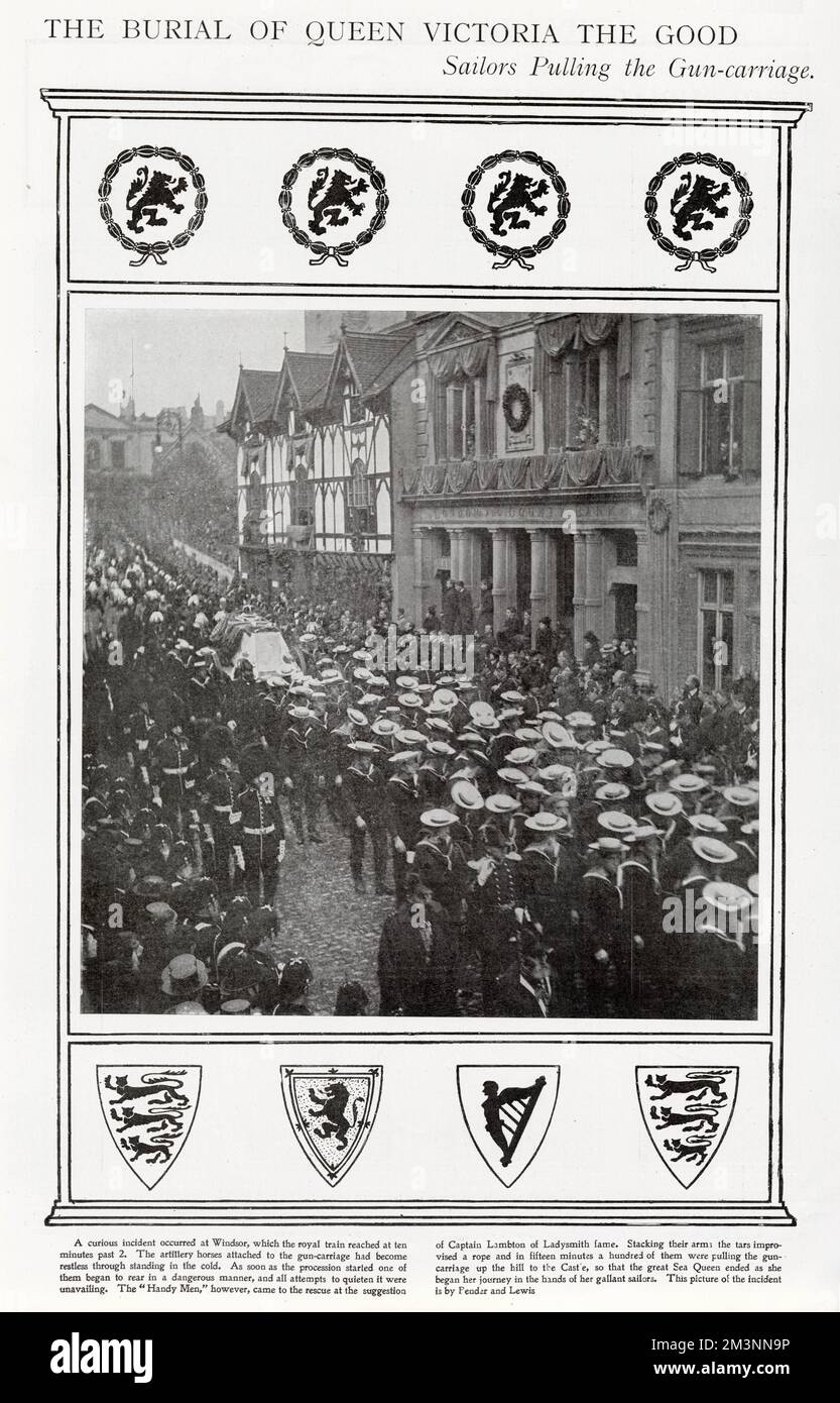 The funeral procession of Queen Victoria passing through Windsor on it ...