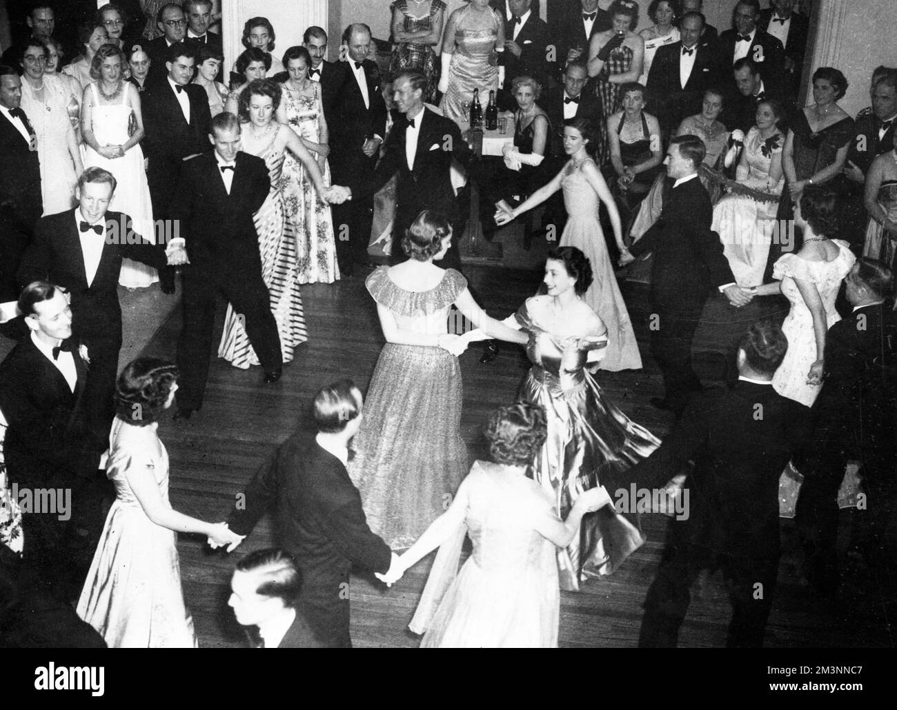 Princess Elizabeth and Duke of Edinburgh at a dance in Malta Stock ...