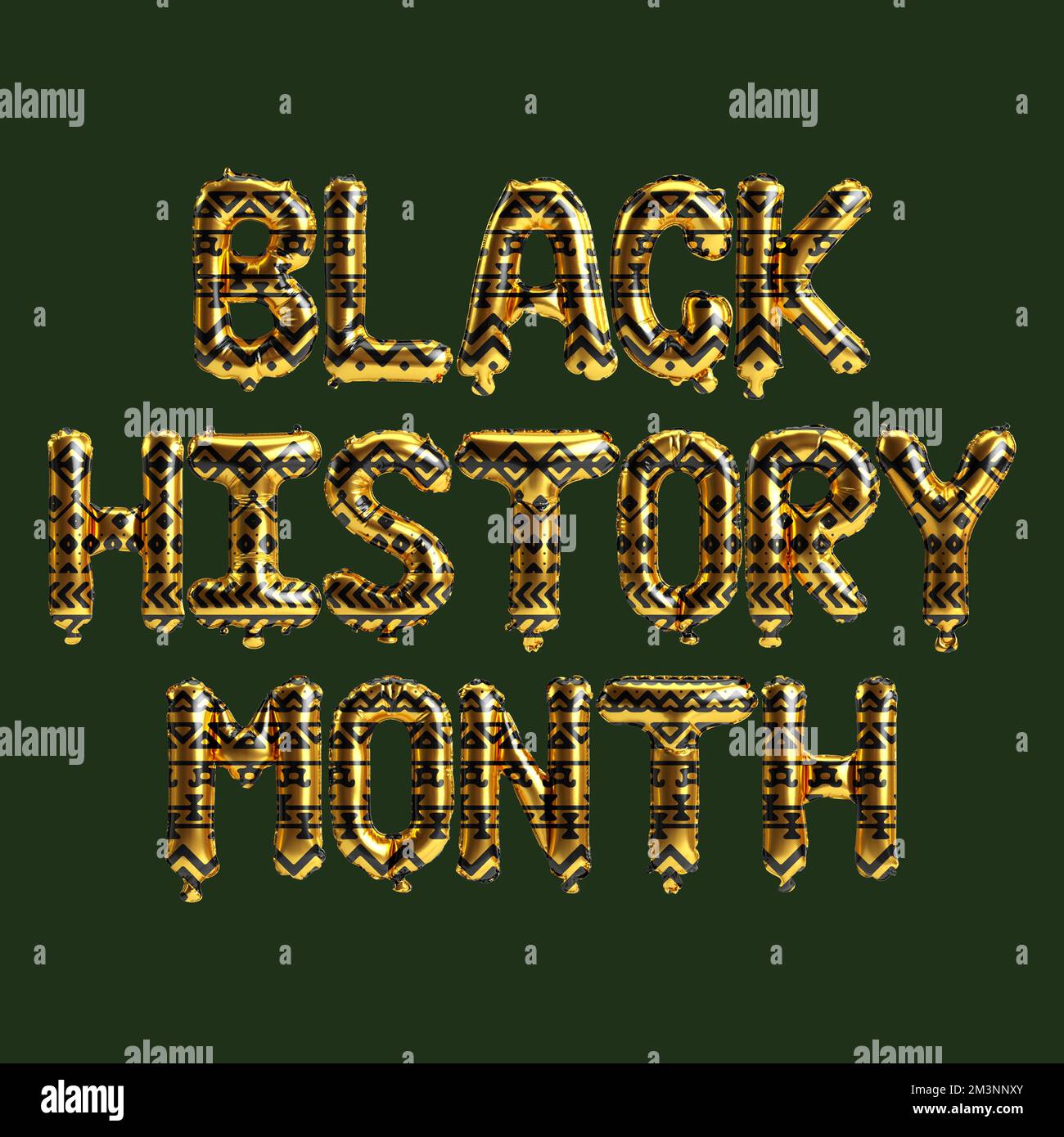 3d illustration of letter black history month balloons isolated on ...