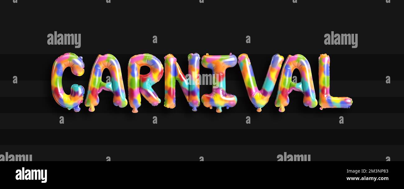 3d illustration of letter about carnival day with balloons isolated on ...