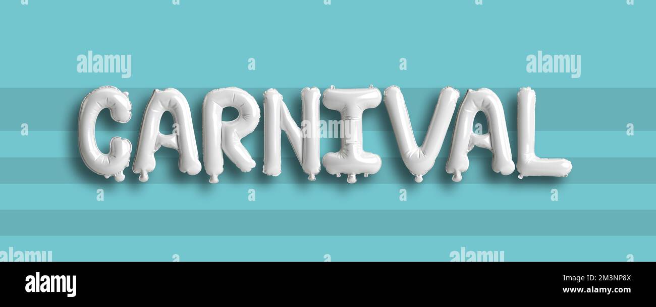 3d illustration of letter about carnival day with balloons isolated on ...