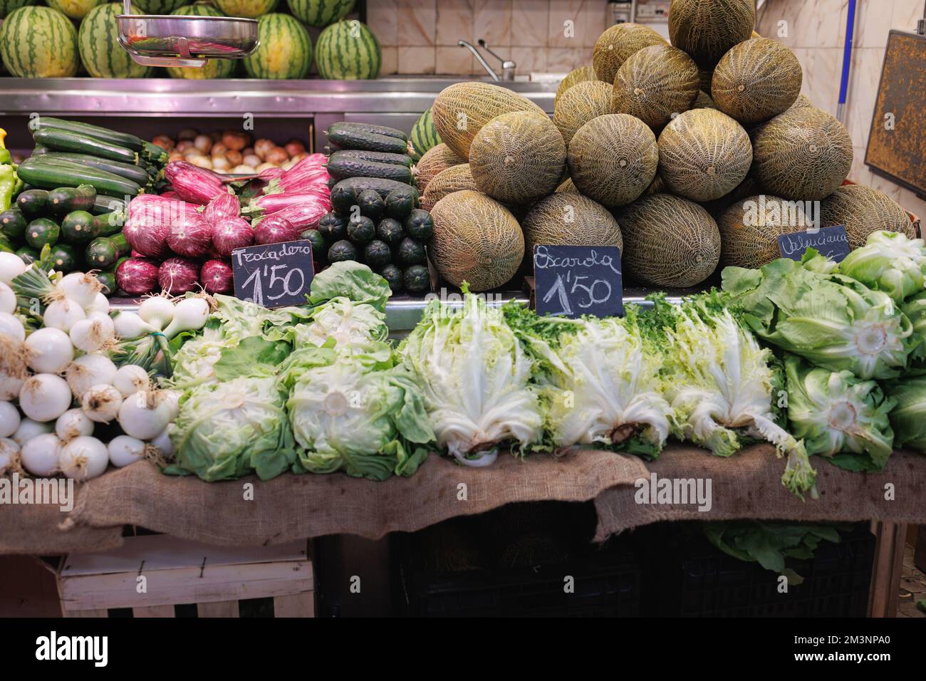 Vegetables Stand, Display of Greens for Sale in a Market Stock Photo ...