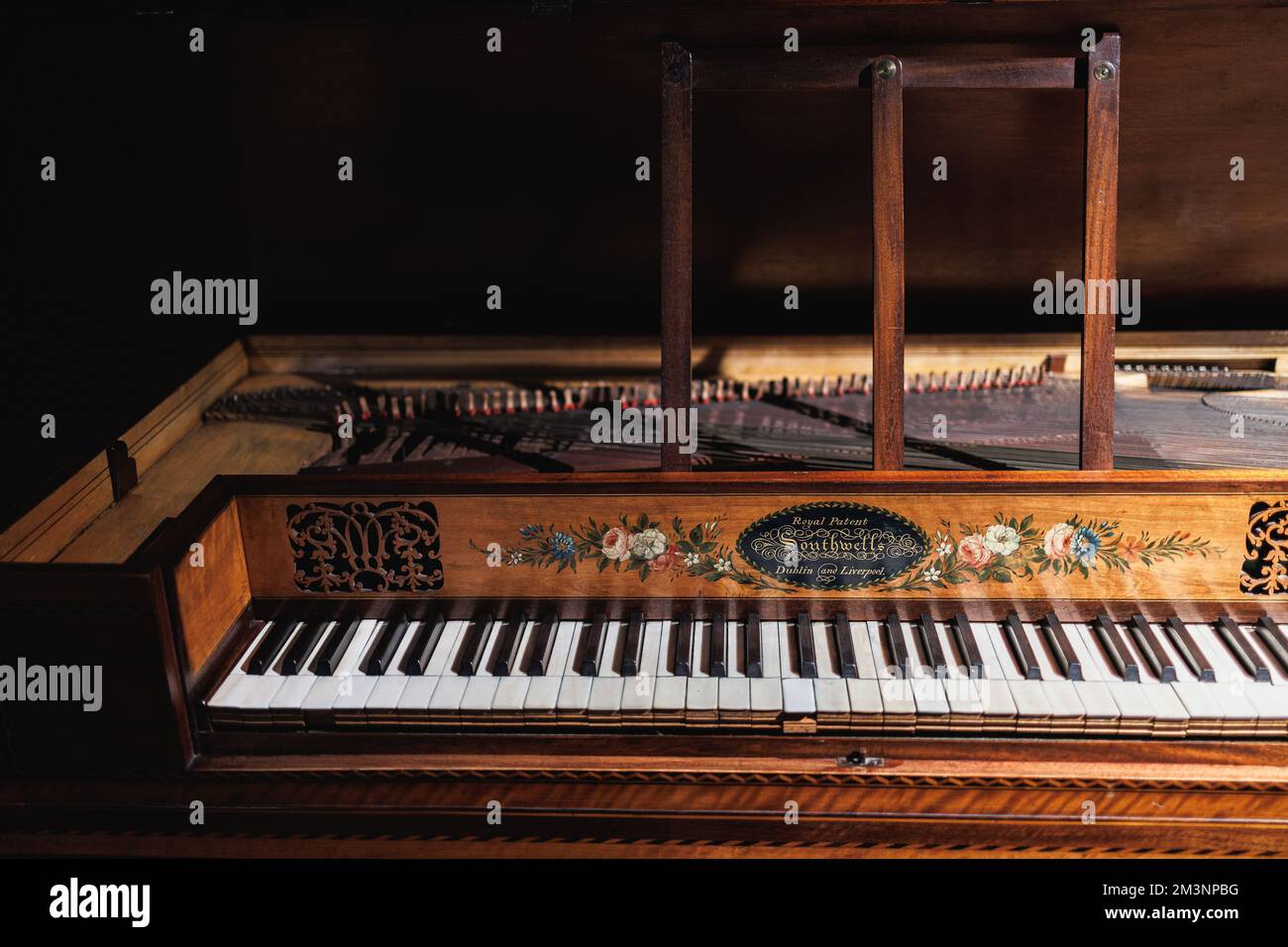 Antique inlaid Wood Piano, Music Instrument Theme Stock Photo - Alamy
