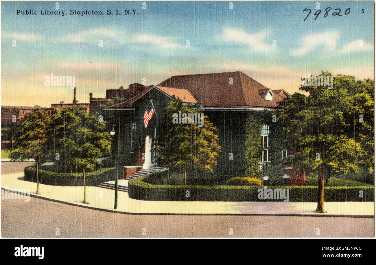 Public library, Stapleton, S. I, N. Y. , Public libraries, Tichnor Brothers Collection ...
