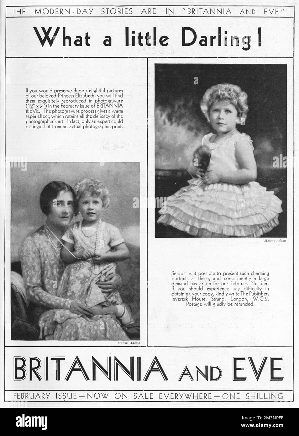 Advert for Britannia and Eve featuring Princess Elizabeth Stock Photo ...