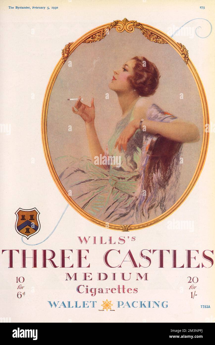 Three Castles Cigarettes advertisement, 1930 Stock Photo - Alamy