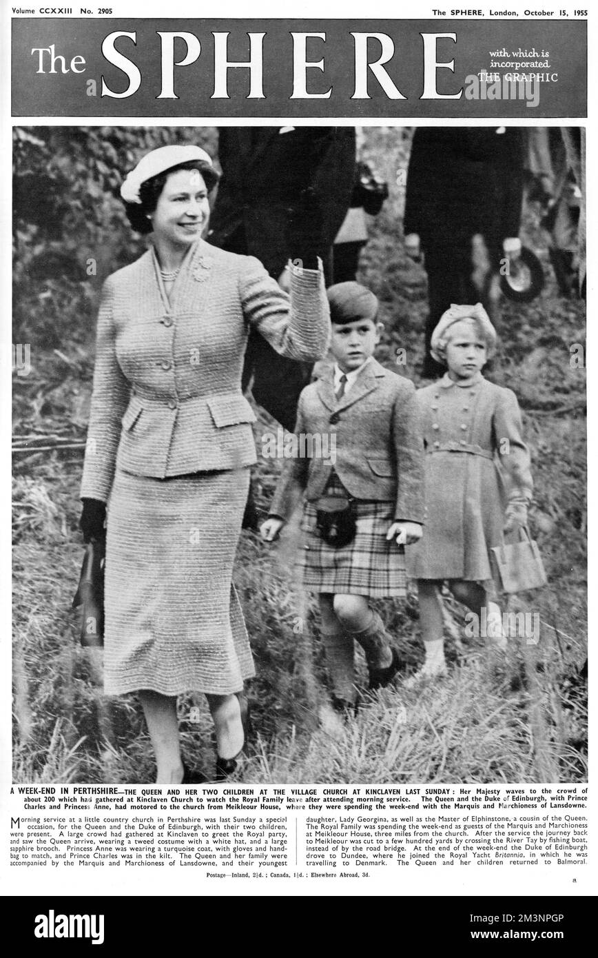 Queen elizabeth with her children Black and White Stock Photos & Images ...