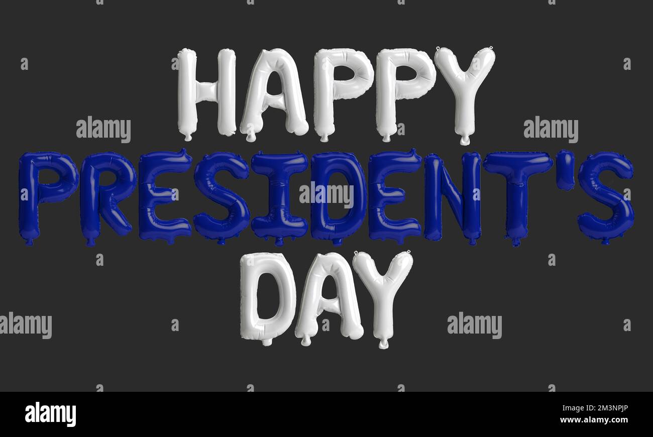 3d illustration of letter happy president day balloons isolated on ...