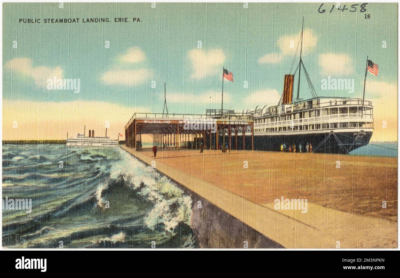 Public Steamboat Landing, Erie, PA. , Piers & wharves, Boats, Tichnor ...