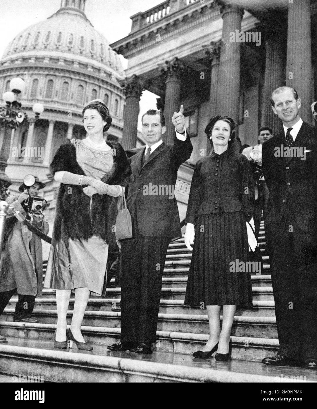 Queen Elizabeth II North America visit - with Nixon, 1957 Stock Photo ...