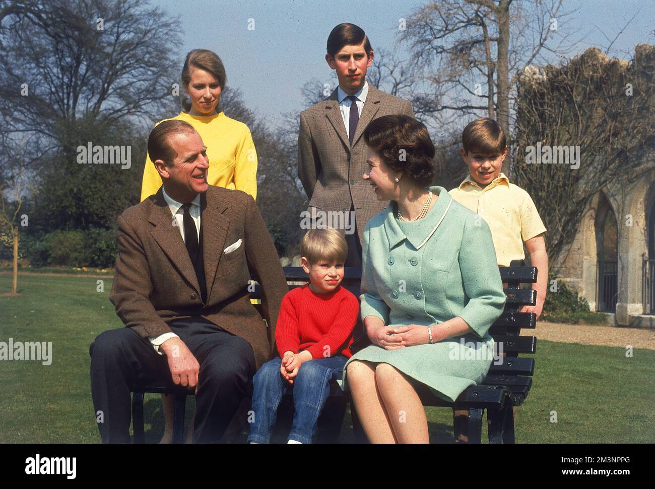 Queen Elizabeth II and her family at Windsor in Spring 1968. From left ...