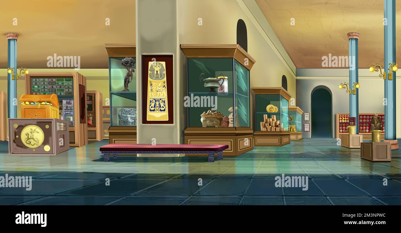 Interior of the historical museum. Digital Painting Background ...