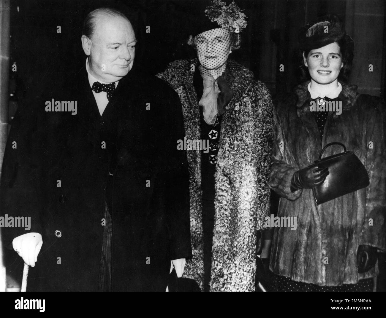 Winston Churchill arriving at the Free Trade Hall, Manchester, with his ...